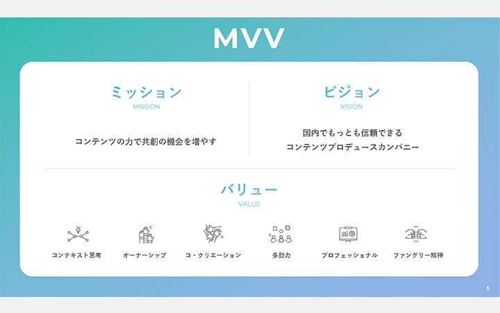 MVV：グラデーションパターン1 | 資料の参考デザイン | エンプレス（enpreth）